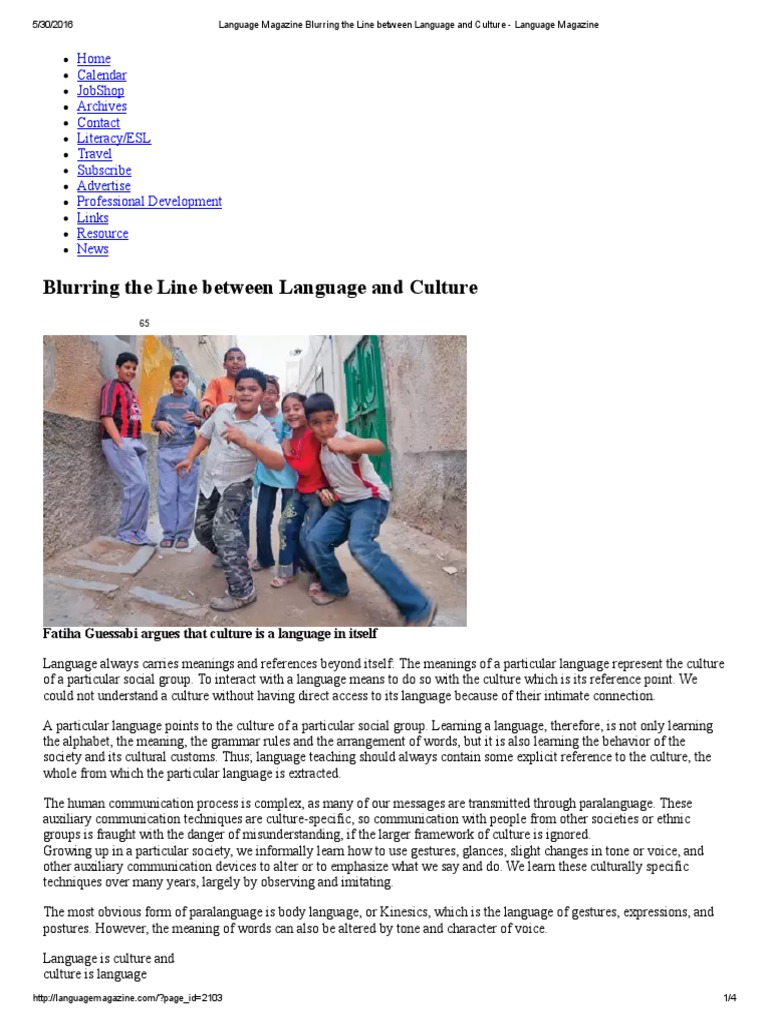 Language Magazine Blurring The Line Between Language and Culture ...
