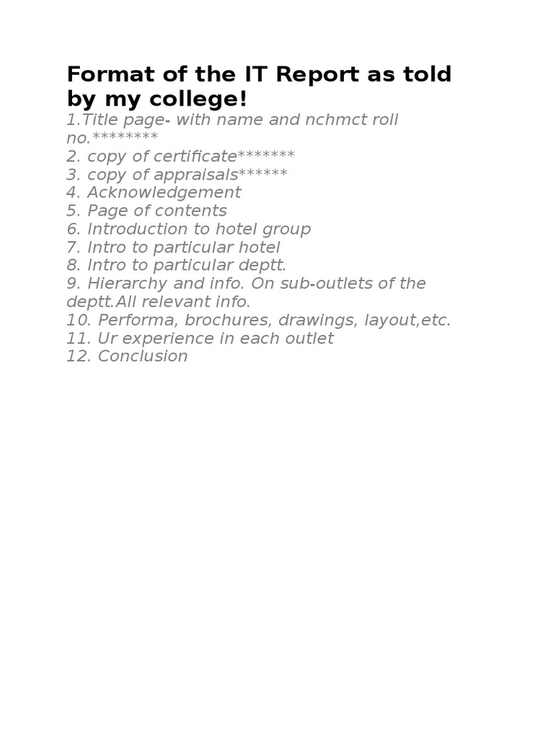 IT Report Format Guide for College | PDF