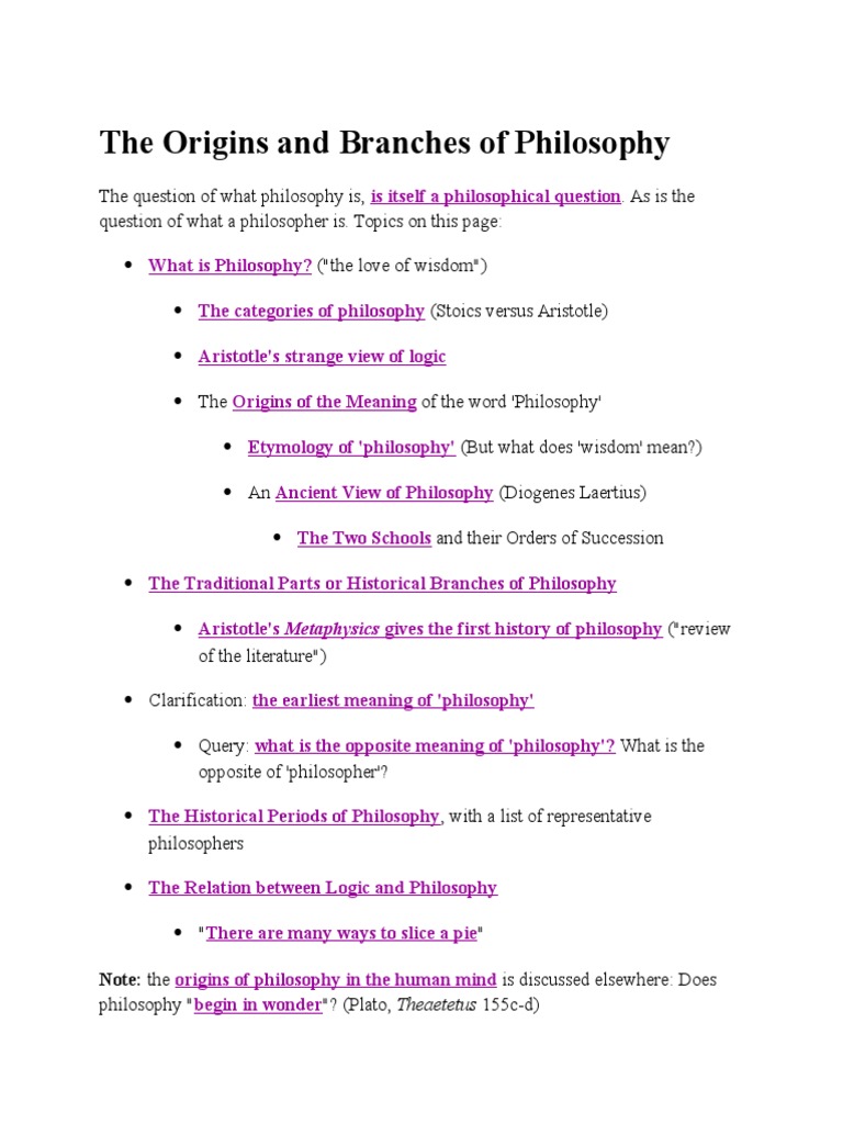 Origins and Branches of Philosophy | PDF | Logic | Reason