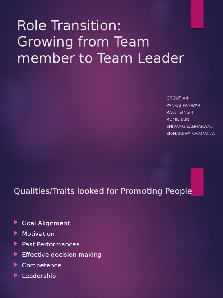Role Transition: Growing From Team Member To Team Leader | PDF ...
