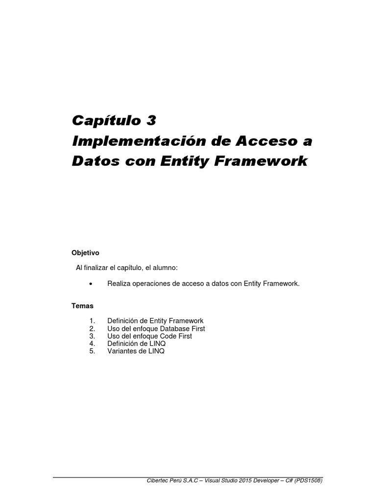 Entity Framework C Sharp Pdf Consulta Integrada De Idiomas Mapeo Relacional De Objetos
