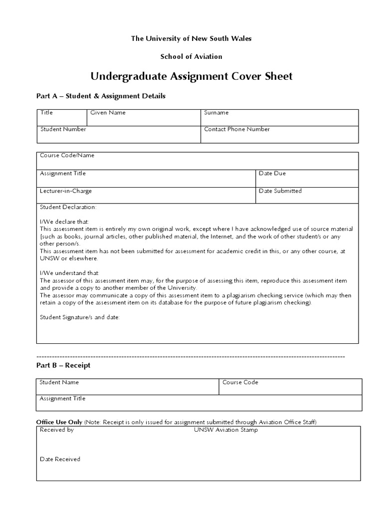 UNSW AVIATION CoverSheet PDF | PDF