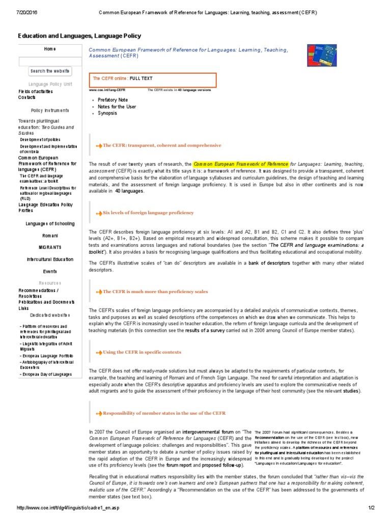 Common European Framework of Reference for Languages_ Learning ...