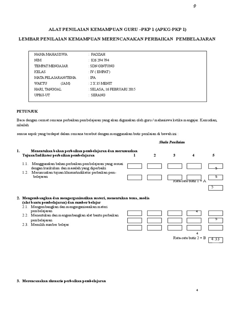 Format APKG 1 Dan 2 PKP Universitas Terbuka (UT) Terbaru | PDF
