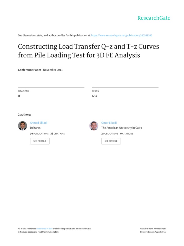 Load Transfer Curves from Pile Tests | PDF | Elasticity (Physics ...