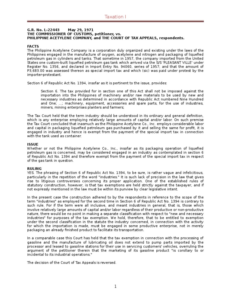 Taxation Case Digests | PDF | Expense | Tax Deduction