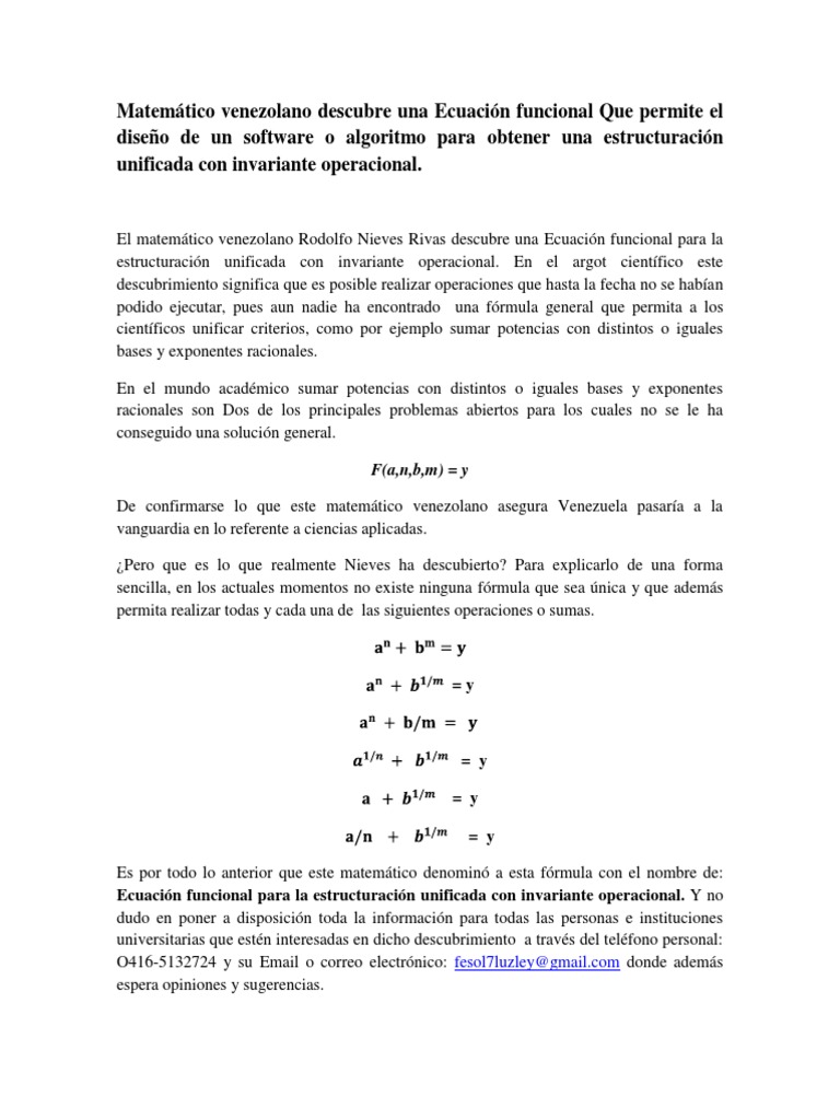 Ecuación funcional de Rodolfo Nieves | PDF | Informática