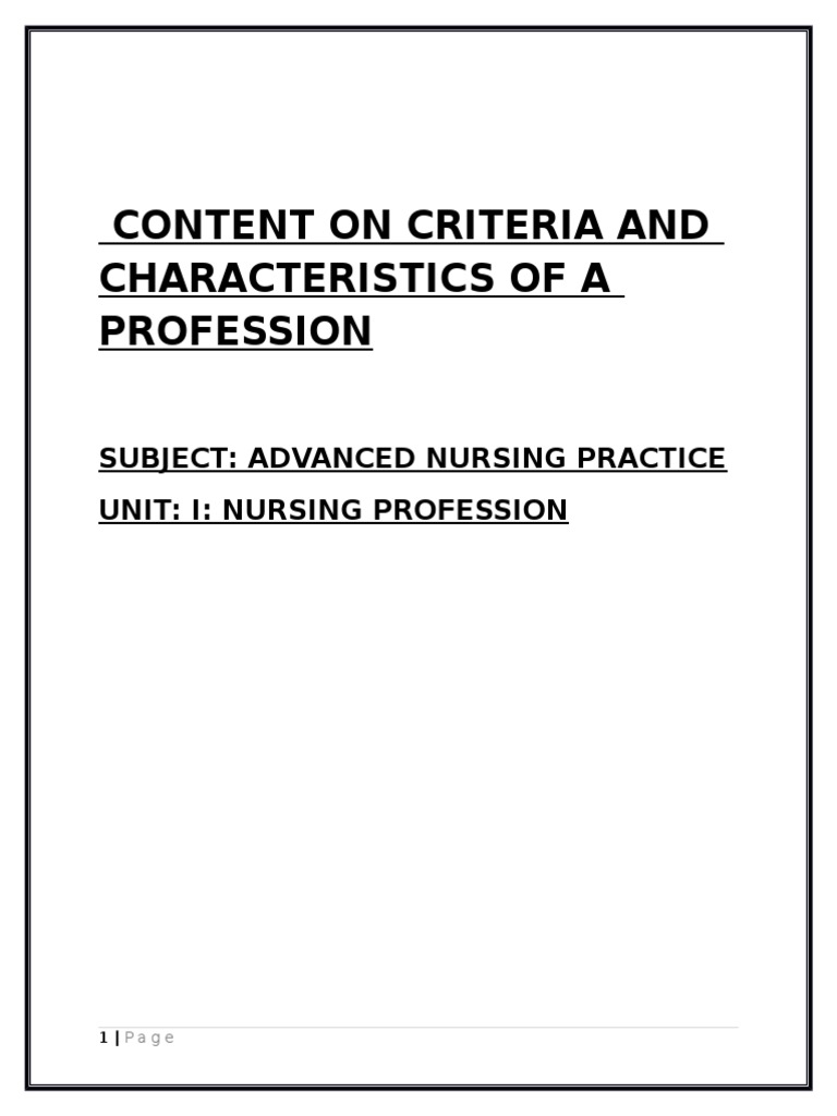 Criteria of Profession | PDF | Profession | Employment