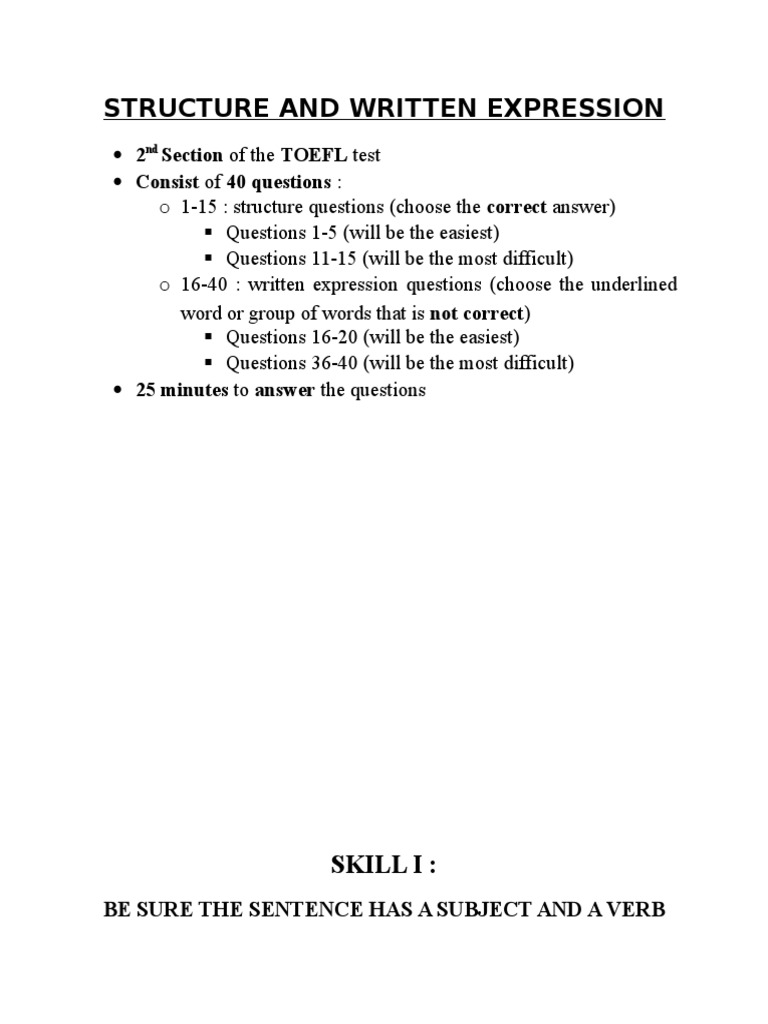 Structure and Written Expression | PDF