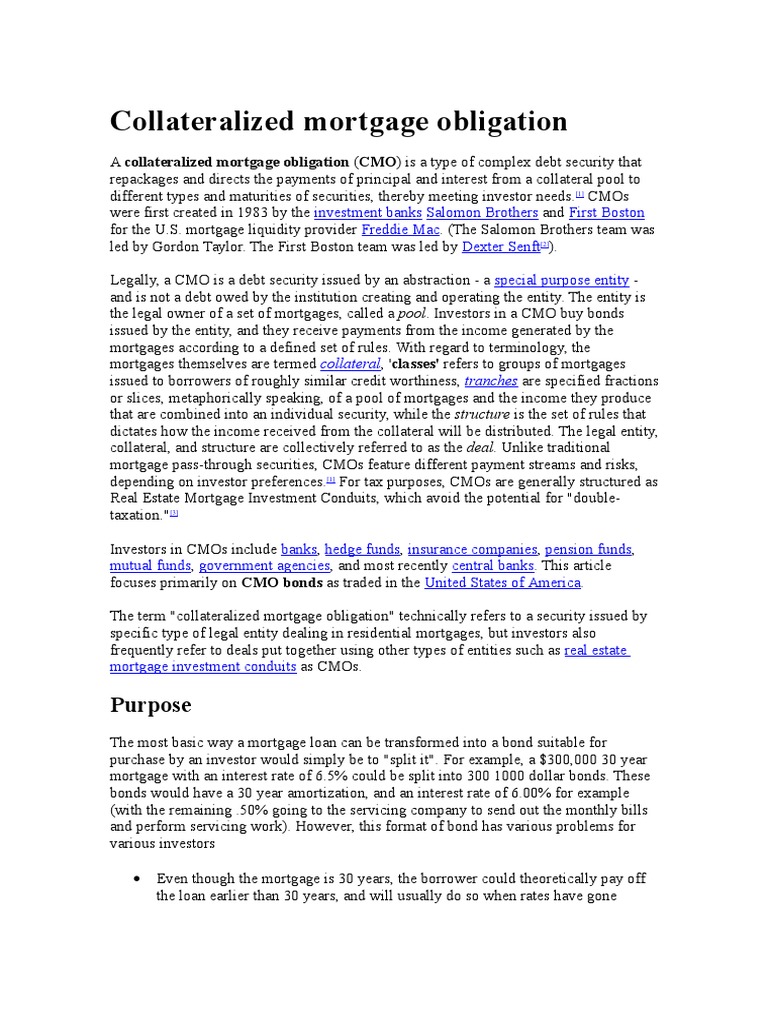 Collateralized Mortgage Obligation | PDF