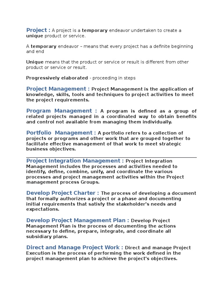 Project:: A Project Is A Temporary Endeavor Undertaken To Create A | PDF