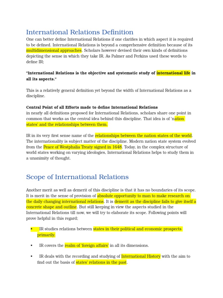 Notes of International relations for CSS | International Relations ...