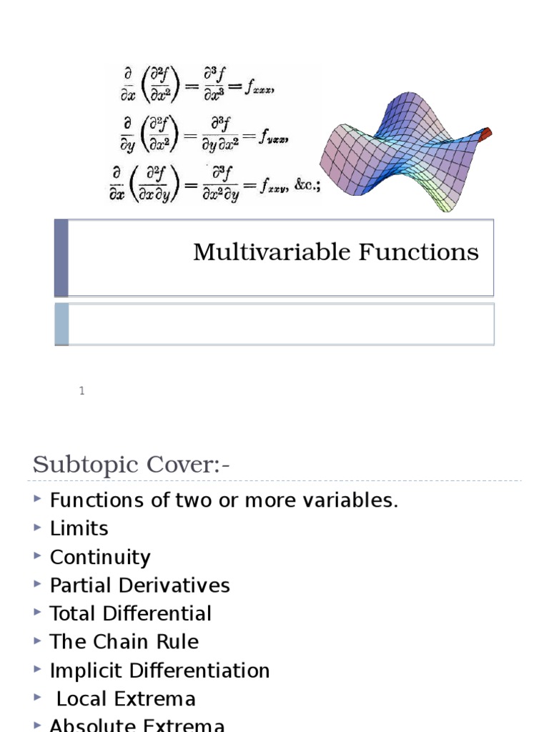 Chapter 1 Multivariable Functions | PDF | Function (Mathematics) | Curve