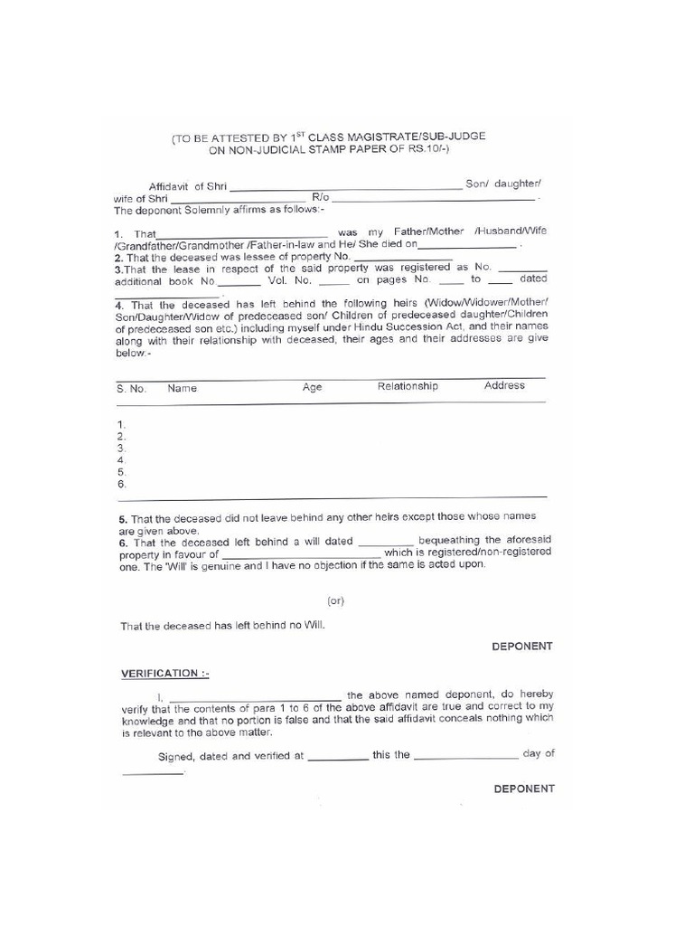 Declaration of Legal Heir | PDF