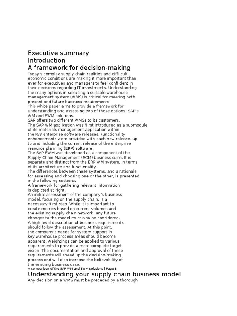 Executive Summary | Download Free PDF | Warehouse | Supply Chain Management