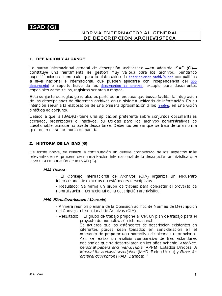 ISAD (G) - Resumen | PDF | Science | Ciencia y Tecnología