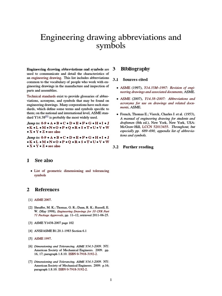 Engineering Drawing Abbreviations and Symbols | PDF | Engineering ...