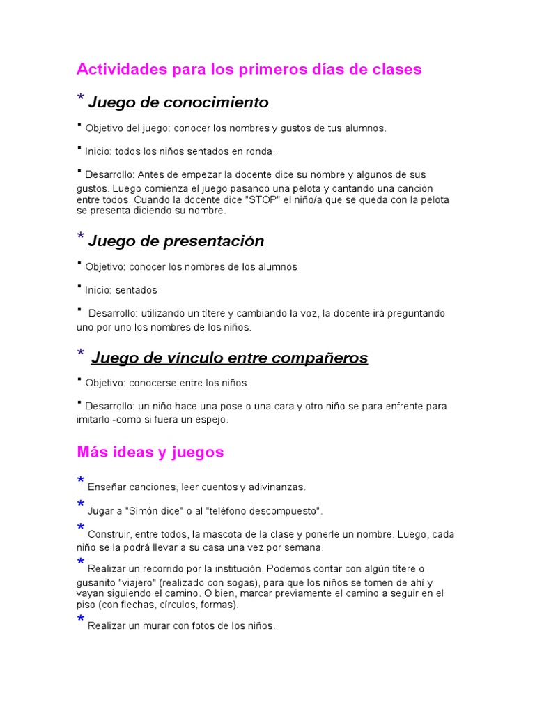 Actividades para el Primer Día de Clases | PDF | Verdad | Papel