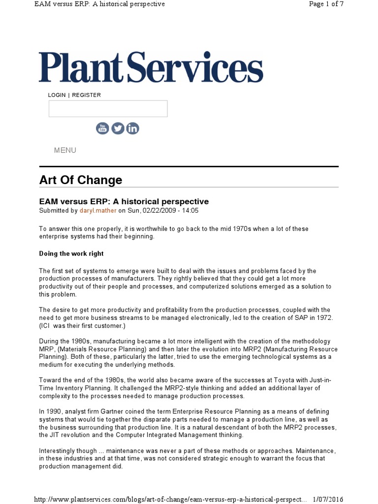 ERP Vs EAM | PDF | Enterprise Resource Planning | Business Process