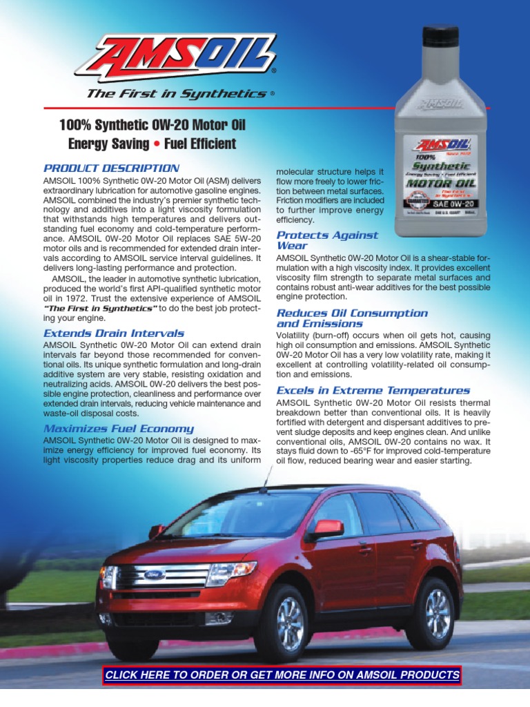 0W-20 Synthetic Motor Oil Data Bulletin | PDF | Motor Oil | Vehicle ...