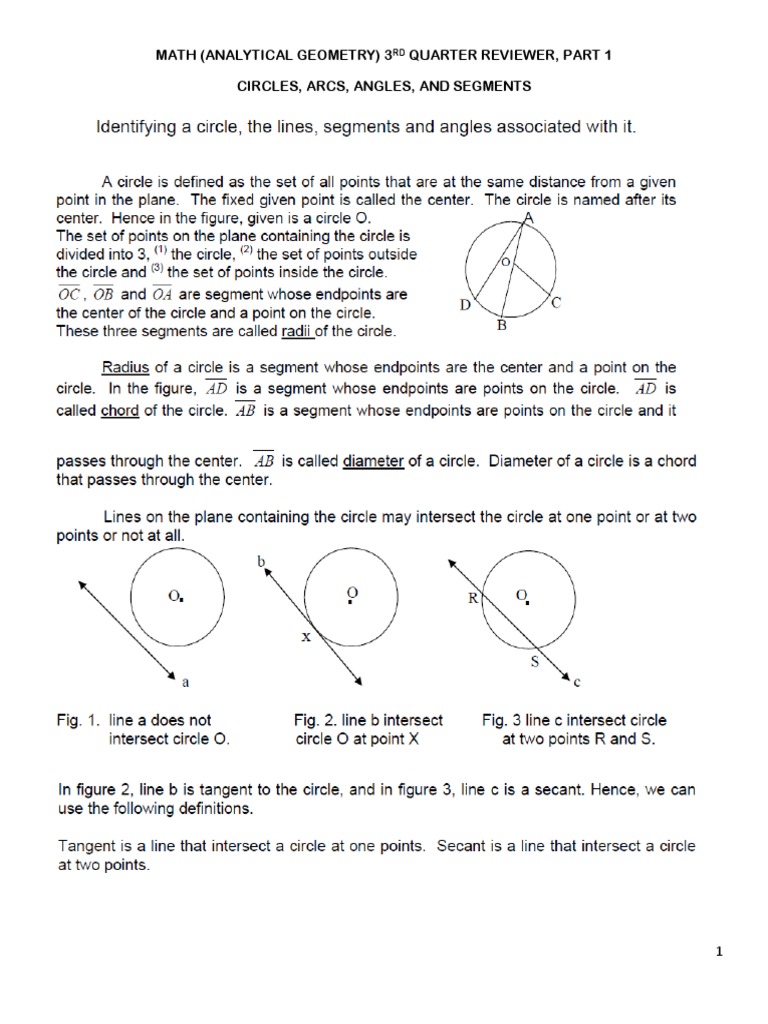 Analytical Geometry: Circles Review | PDF