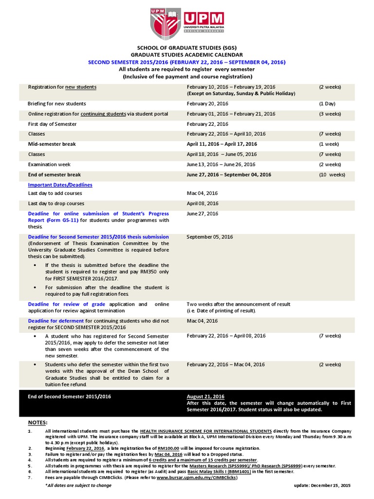 Kalendar Akademik Upm PDF | PDF | Academic Term | Thesis
