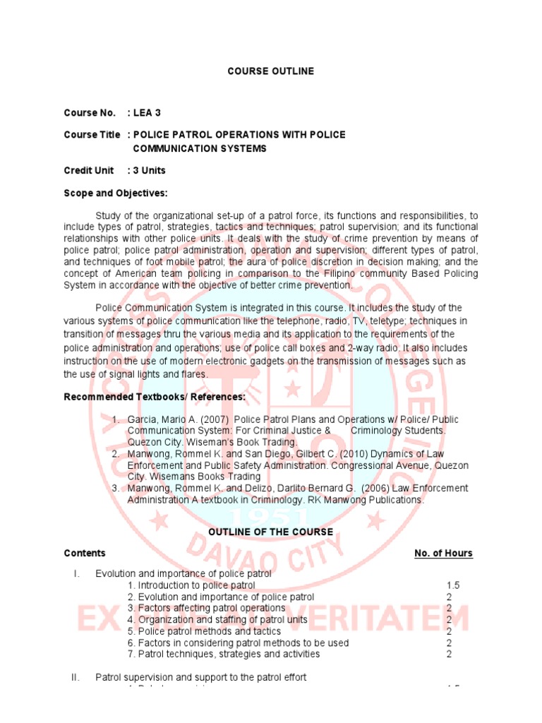 LEA 3 Police Patrol Operations With Police Communication Systems | PDF ...