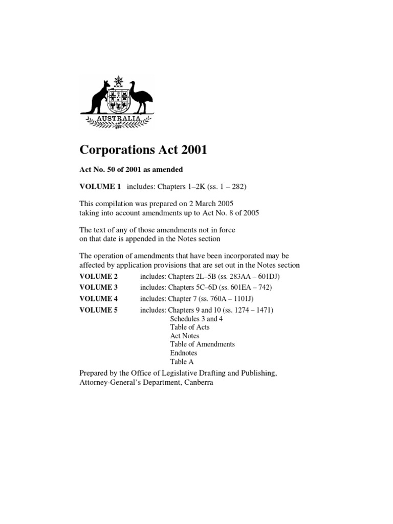 Corporations Act 2001 Australia | PDF | Securities (Finance) | Business