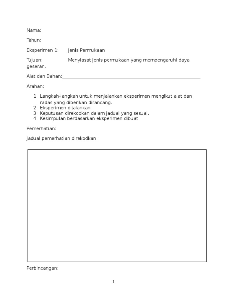 Pengaruh Permukaan dan Jisim pada Daya Geseran | PDF
