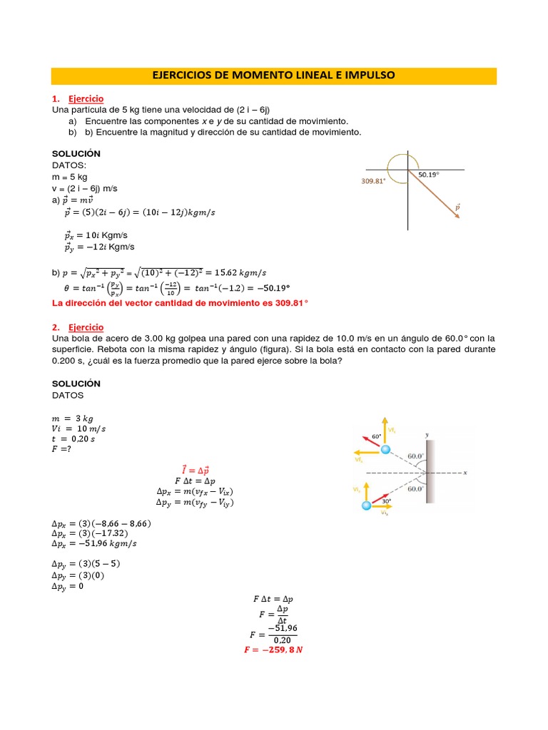 Ejercicios - Colisiones | PDF | Masa | Movimiento (física)