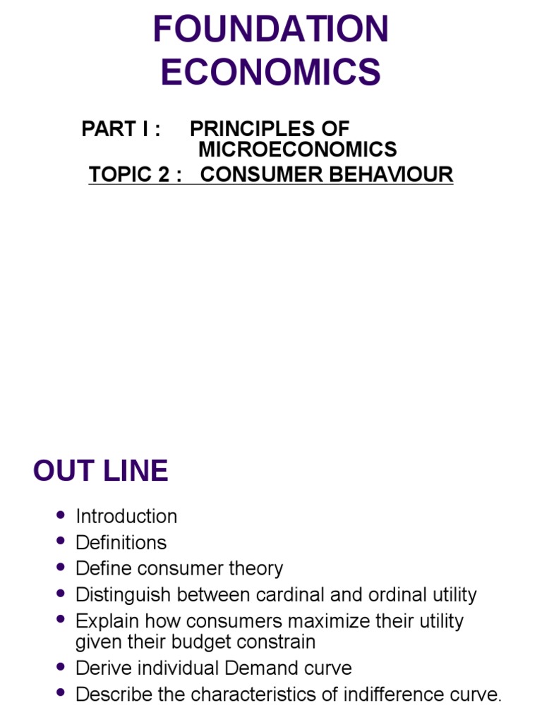 FOUNDATION ECONOMICS Lecture 2 | PDF | Utility | Consumer Behaviour