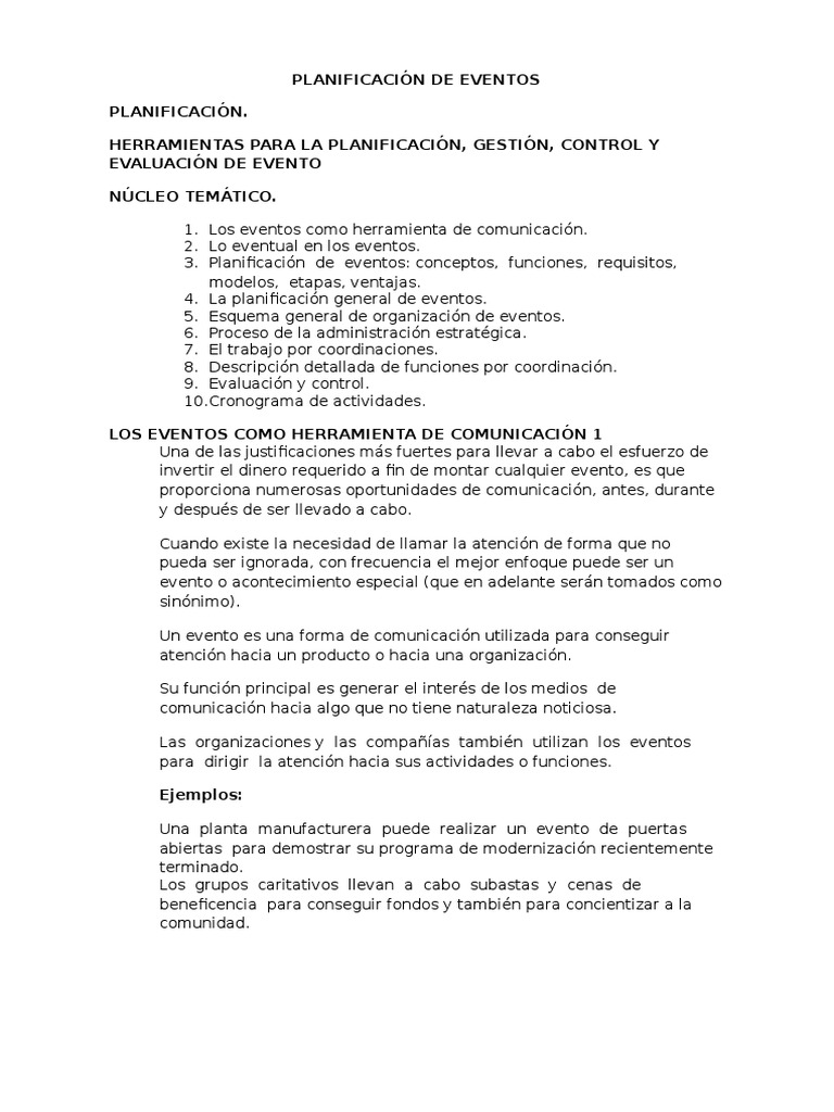Planificación de Eventos | PDF | Planificación | Presupuesto