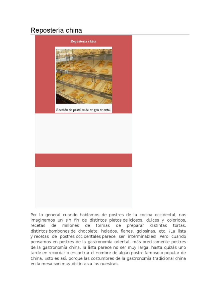 Repostería China | PDF | Postres | Cocina española