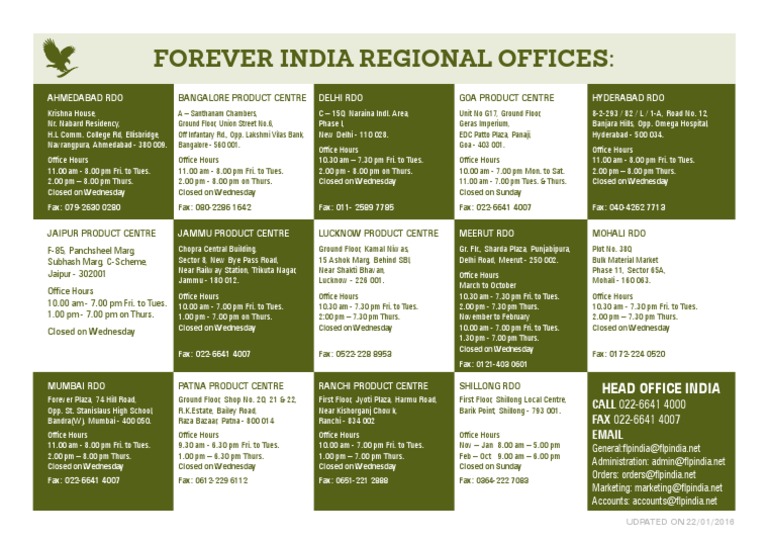 Forever Living Offices in India List | PDF | Business