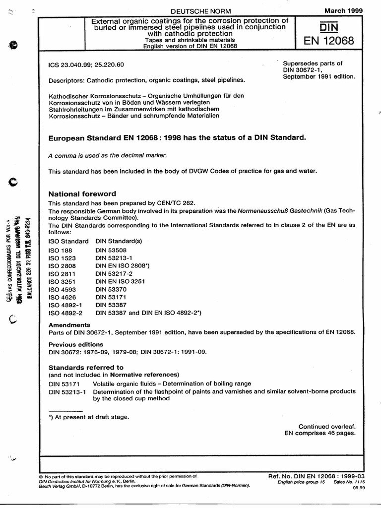Din en 12068-99 | PDF