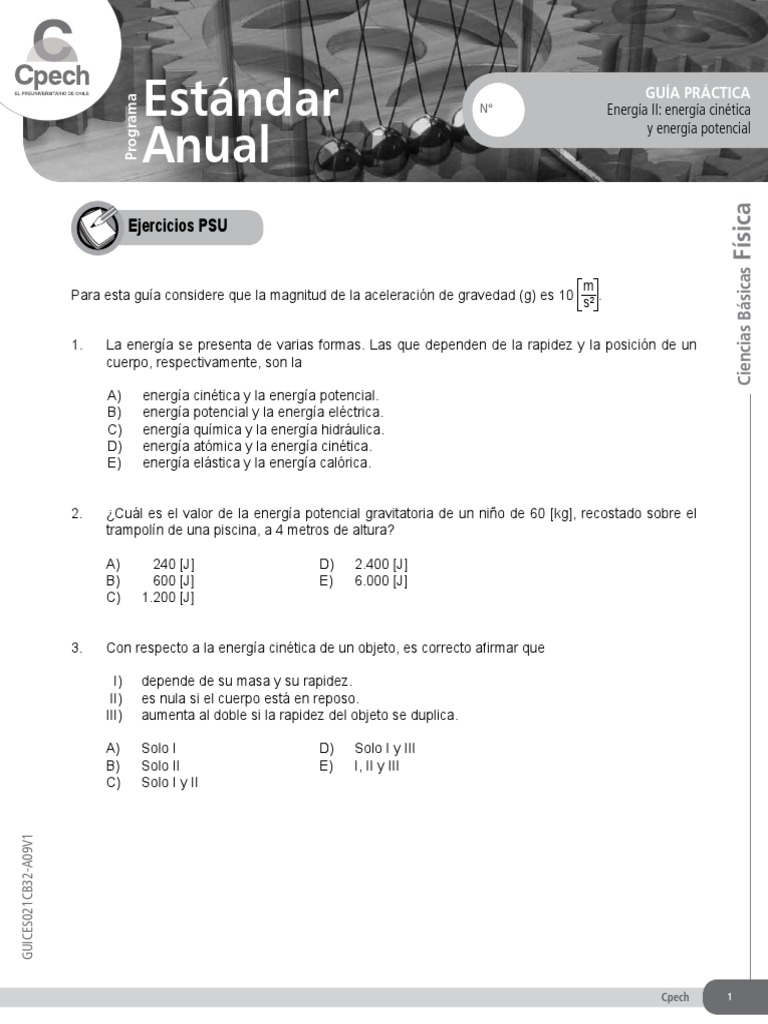 Energía Potencial y Cinética en Física | PDF | Energía potencial ...