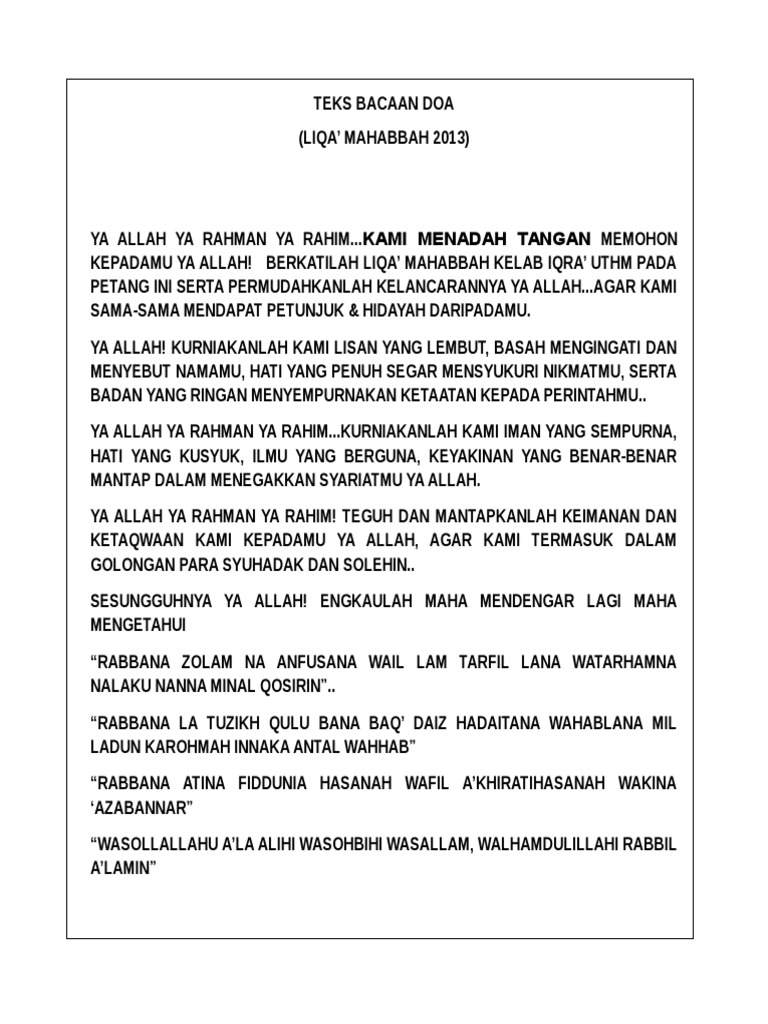 Teks Bacaan Doa | PDF