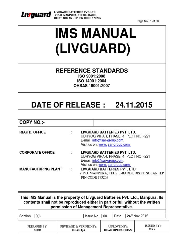 Ims Manual Livguard | Competence (Human Resources) | Employment