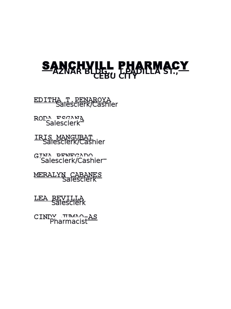 Sanchvill Pharmacy Staff Directory | PDF | Wellness