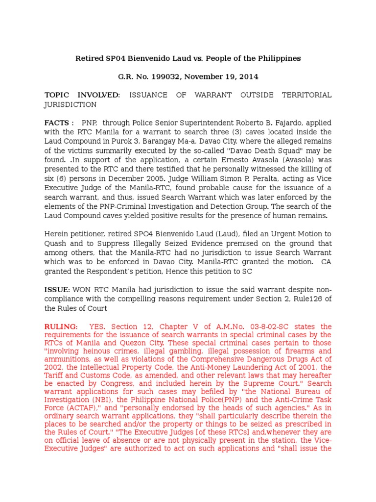 Retired SP04 Bienvenido Laud vs. People of The Philippines Et Al, G.R ...