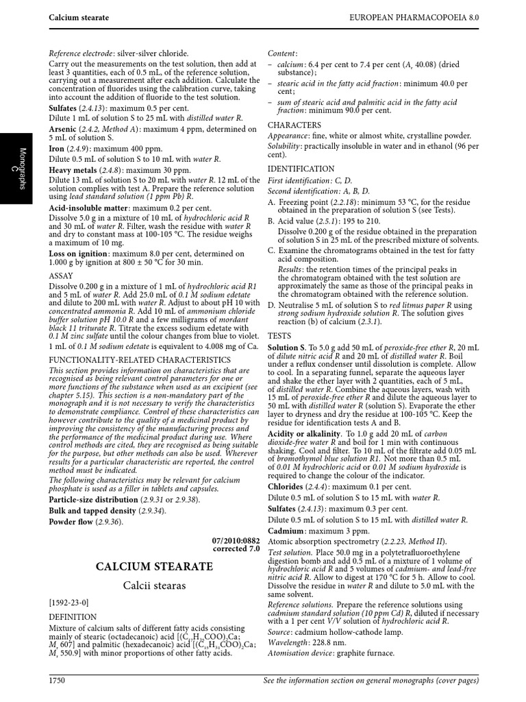 Calcium Stearate | Solution | Solubility