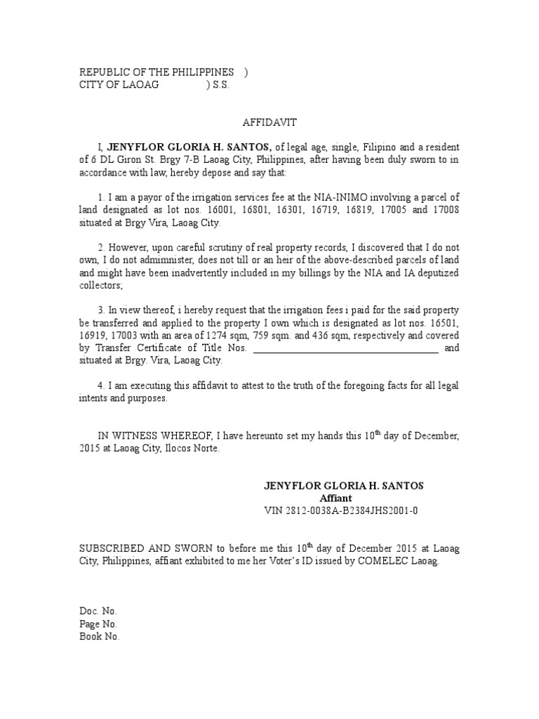 Affidavit of Transfer | PDF