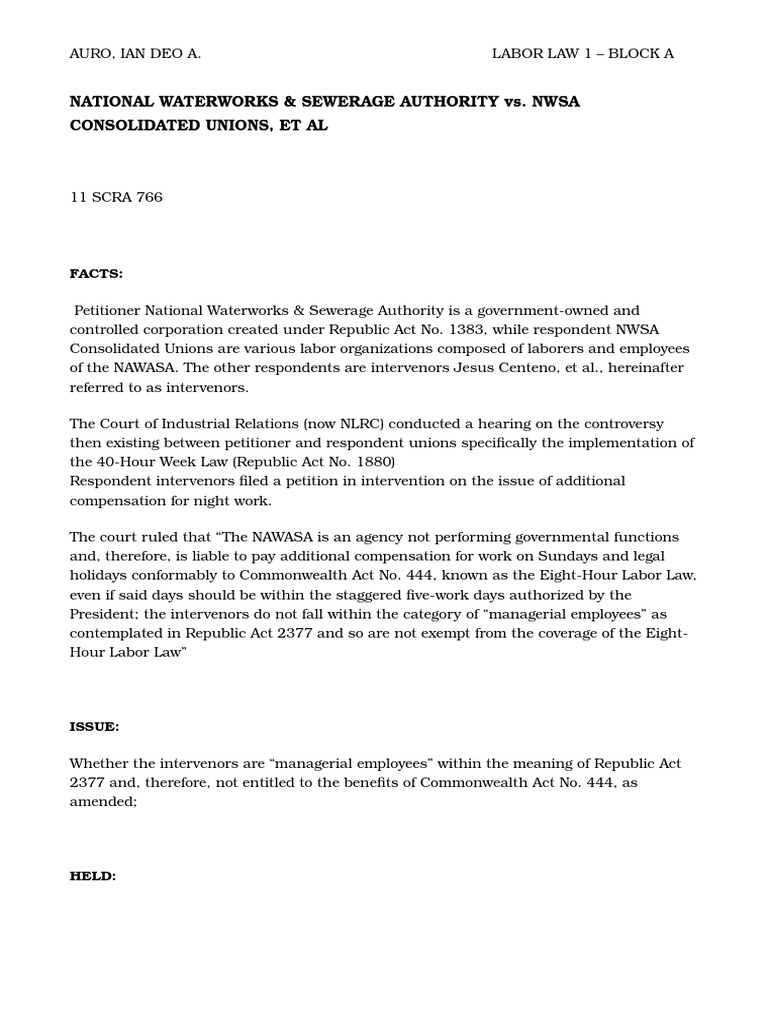 NAWASA V NAWASA Consolidated Union | PDF | United States Labor Law ...