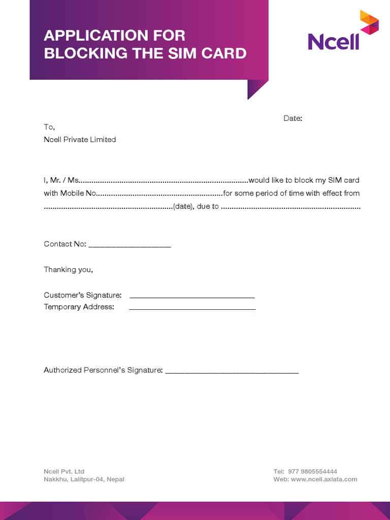 SIM Block Form | PDF | Finance & Money Management | Law