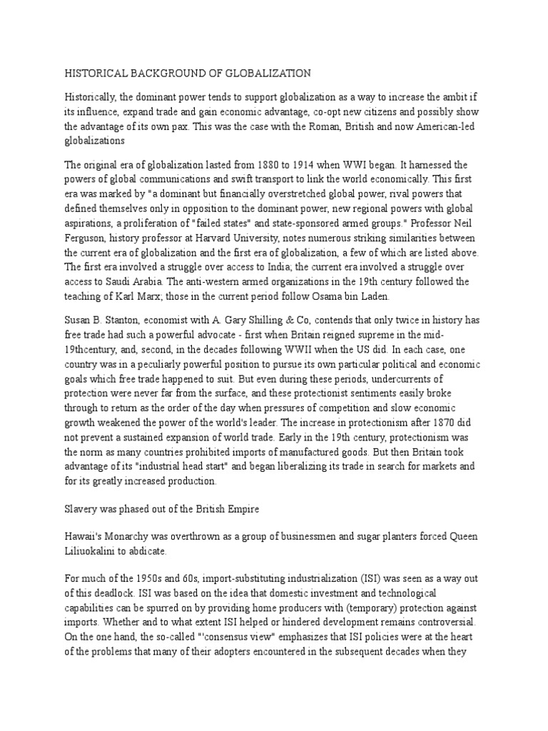 Historical Background of Globalization | PDF | Globalization | Catholic ...