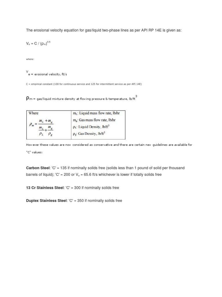 The Erosional Velocity Equation | PDF