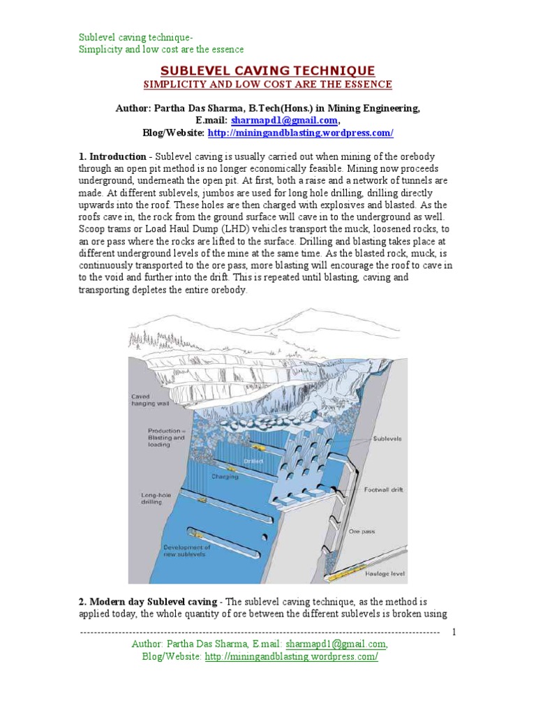 Sublevel Caving Technique | PDF | Mining | Drilling Rig