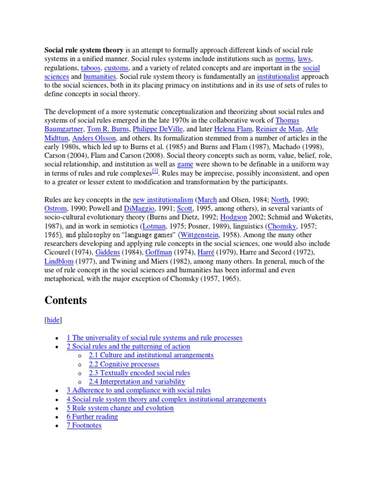 Social Rule System Theory | PDF | Philosophical Theories | Sociological ...