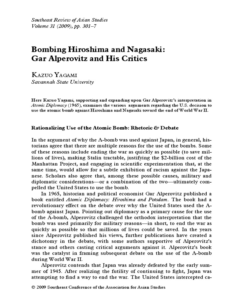 Atomic Diplomacy Hiroshima Si Nagasaki | PDF | Atomic Bombings Of ...