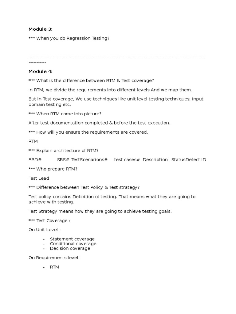 Manual Interview Questions | PDF